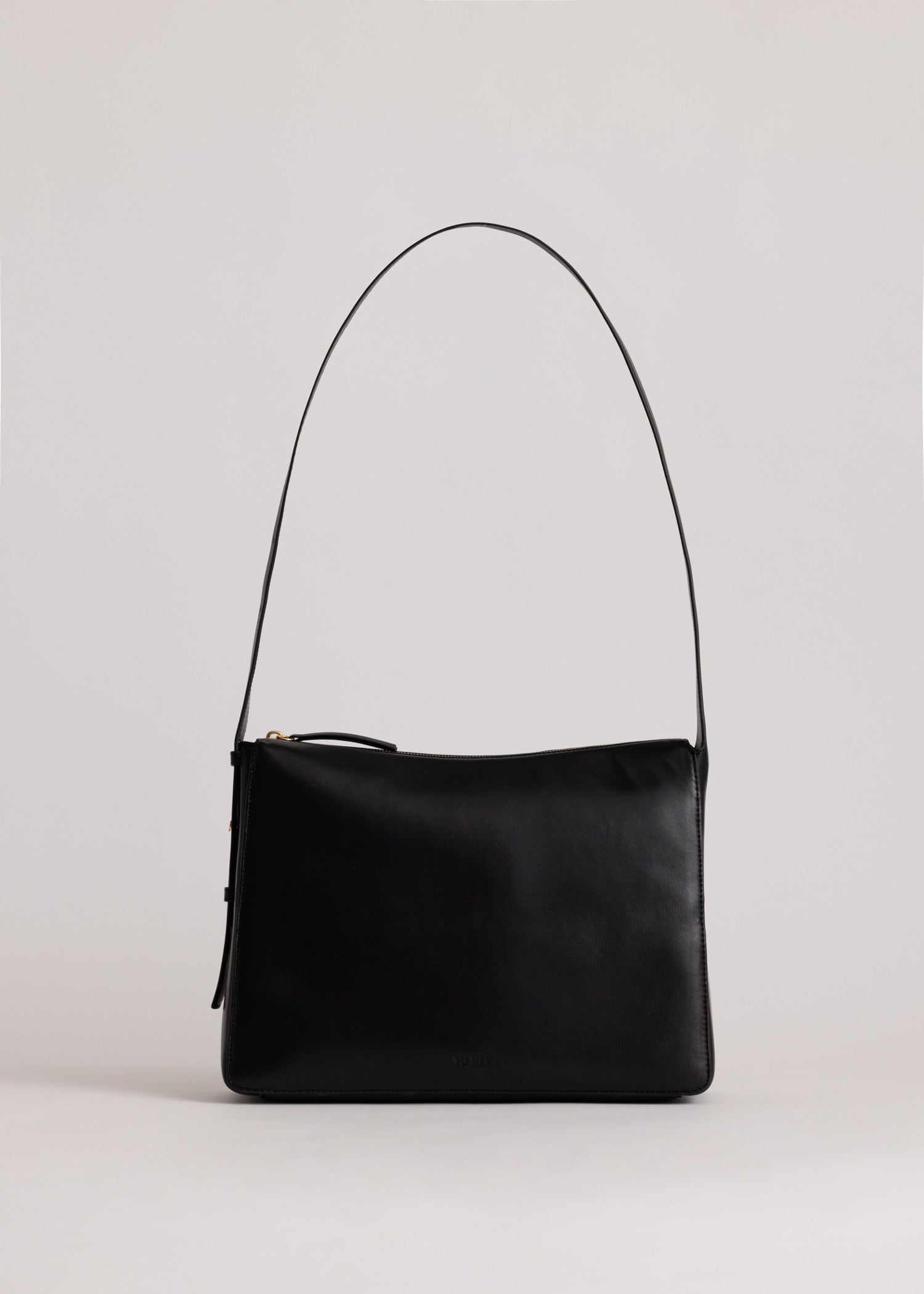 Charlie | Leather Shoulder Bag in Black | Yu Mei