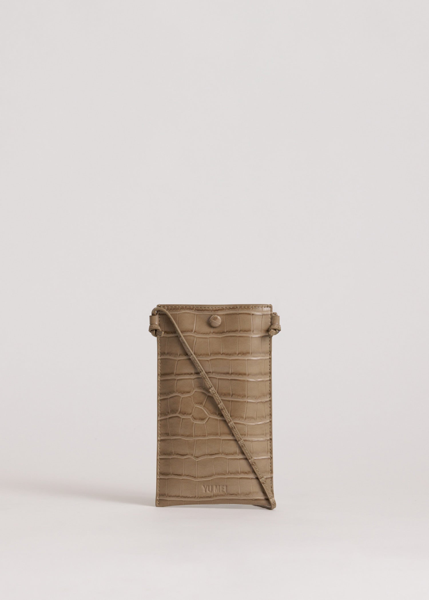 Luci | Leather Crossbody Bag in Dune Croc | Yu Mei